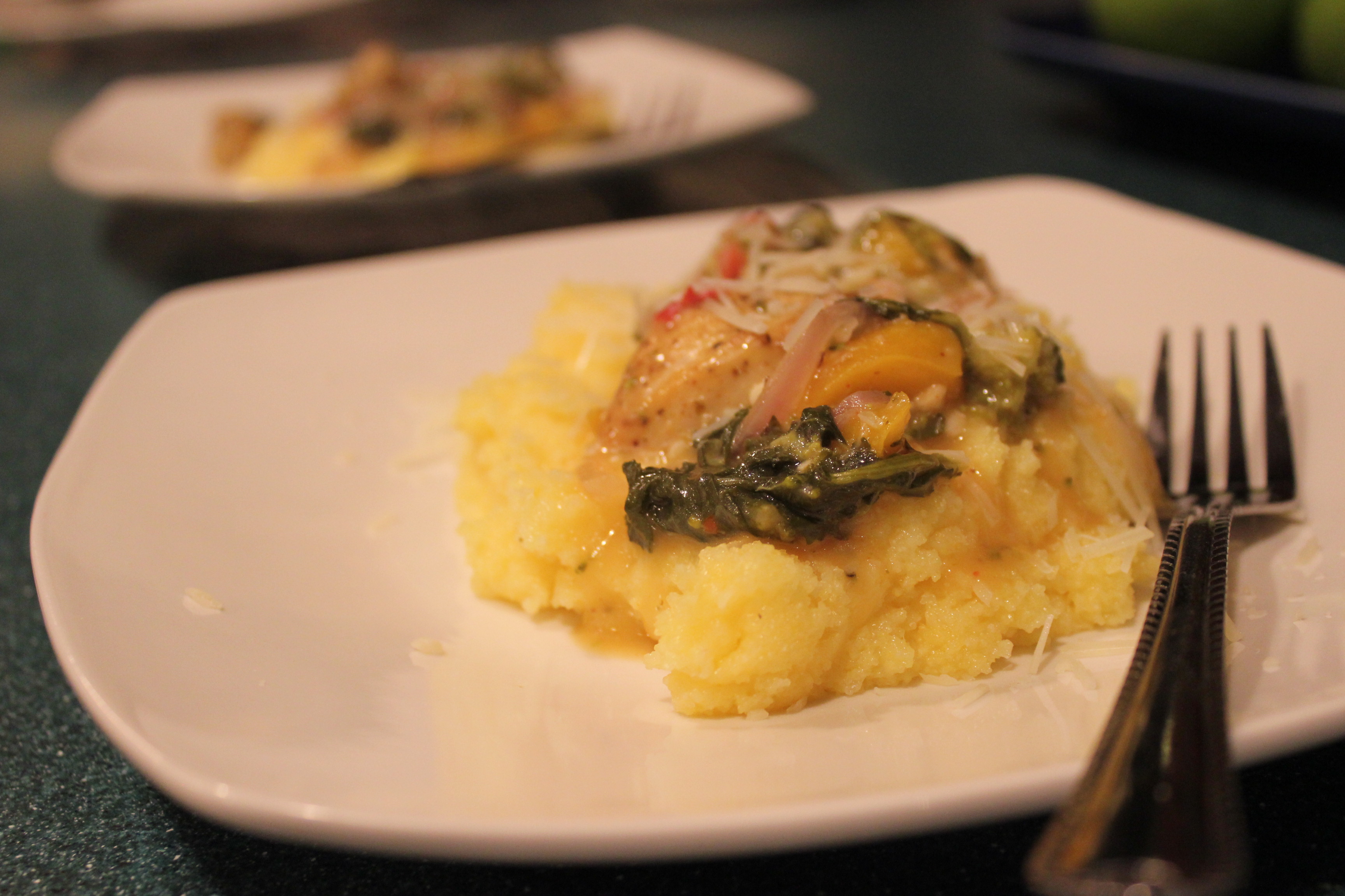 Chicken Rapini & Peppers with Polenta
